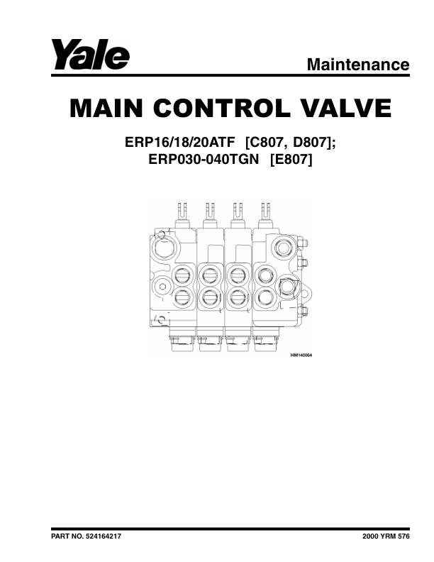 Yale ERP030TGN, ERP035TGN, ERP040TGN Forklift E807 Series Repair Manual