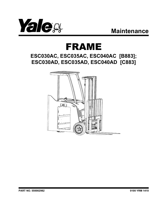 Yale ESC030AD, ESC035AD, ESC040AD Stand Up Forklift C883 Series Repair ...