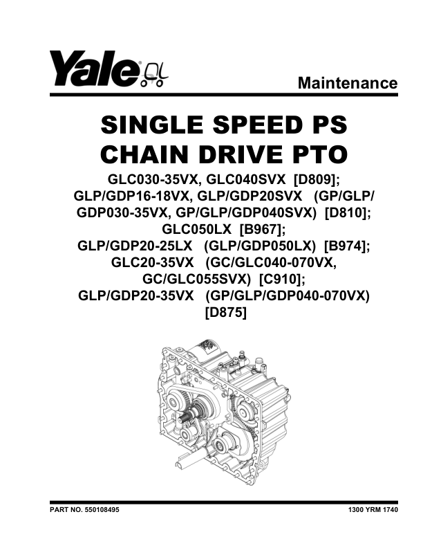 Yale GLP020VX, GLP025VX, GLP030VX, GLP035VX Forklift D875 Series Repair ...