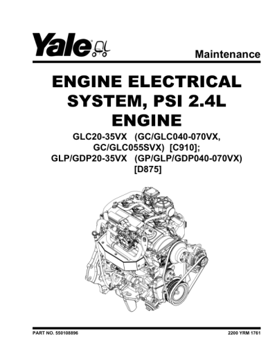 Yale GLP040VX, GLP050VX, GLP060VX, GLP070VX Forklift D875 Series Repair ...