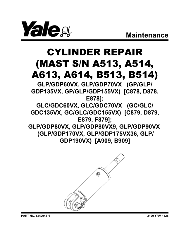 Yale GLP80VX, GLP80VX9, GLP90VX Forklift A909 Service Repair Manual Yale GLP80VX, GLP80VX9, GLP90VX Forklift A909 Service Repair Manual