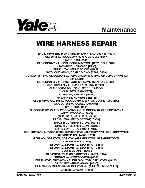 Yale GP030VX, GP035VX, GP040VX, GP040SVX Forklift C810 Service Repair ...