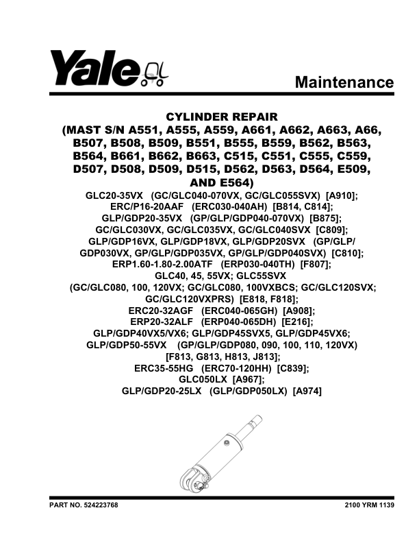 Yale GP080VX, GP090VX, GP100VX, GP110VX, GP120VX Forklift H813 Series ...
