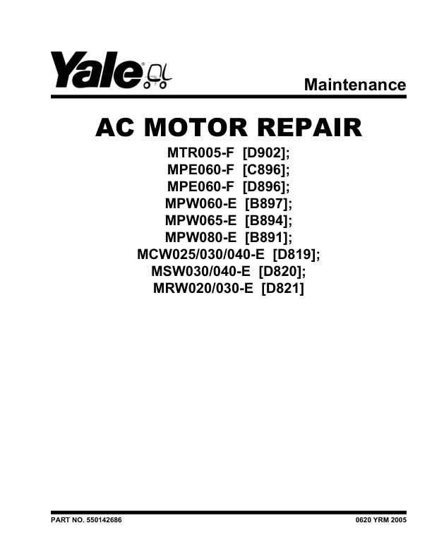 Yale MCW025E, MCW030E, MCW040E Walkie Counterbalanced Stacker D819 ...
