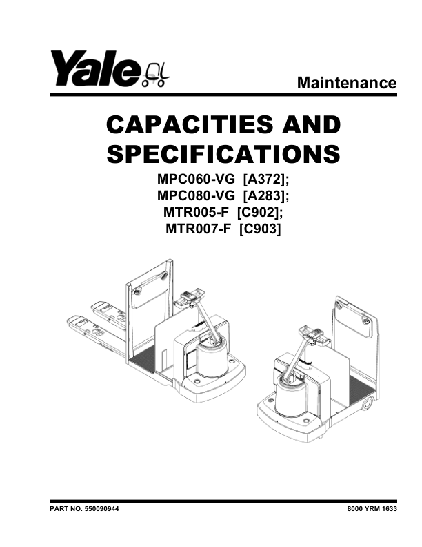 Yale MPC060VG, MPC080VG Pallet Truck A283 Series Repair Manual