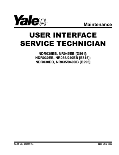 Yale NDR035EB, NR045EB Reach Truck D861 Series Repair Manual
