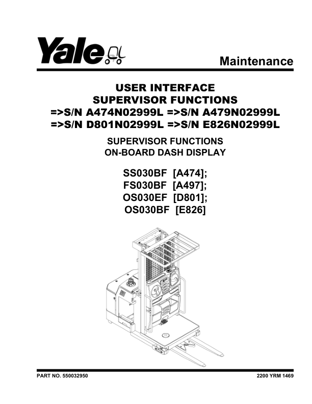 Yale OS030EF Order Selector D801 Series Repair Manual