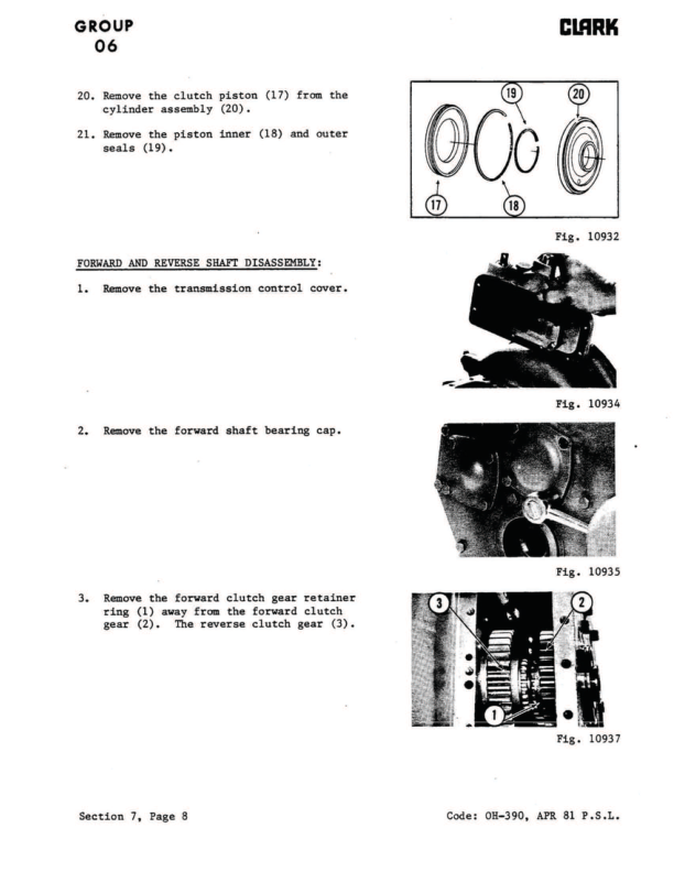 Clark IT50, IT60, IT70, IT80D Forklift Overhaul Manual