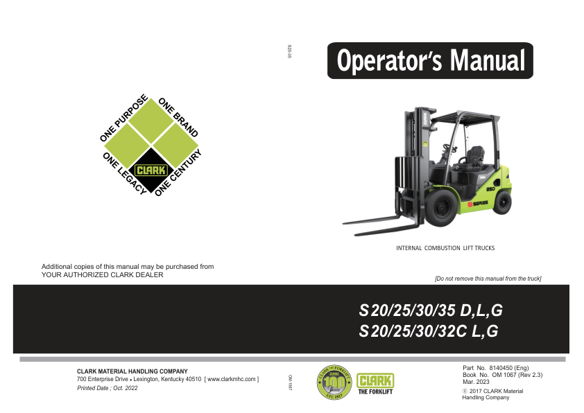 Clark S20D, S25D, S30D, S35D Forklift Service Repair Manual (ISUZU Engine)