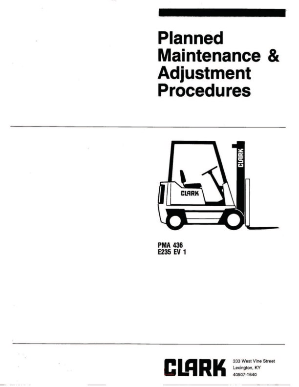 Clark EC500-20, EC500-25, EC500-S30 Forklift Overhaul Manual