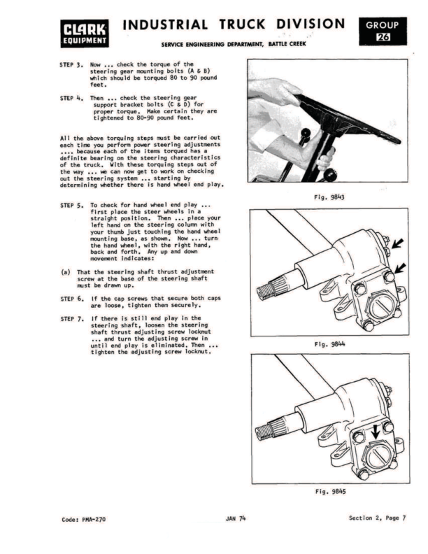 Clark C500-20, C500-25, C500-S30 Forklift Overhaul Manual