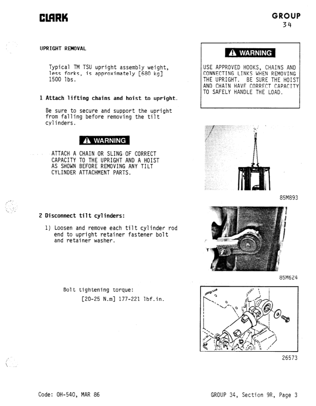 Clark ESM12, ESM15S, ESM15, ESM17, ESM20, ESM22, ESM25 Forklift Service ...