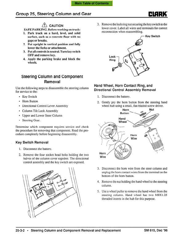 Clark ECG20, ECG25, ECG30, ECG32 Genesis Series Truck Service Repair Manual