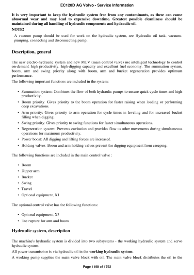 Volvo EC120D AG Excavator Repair Service Manual