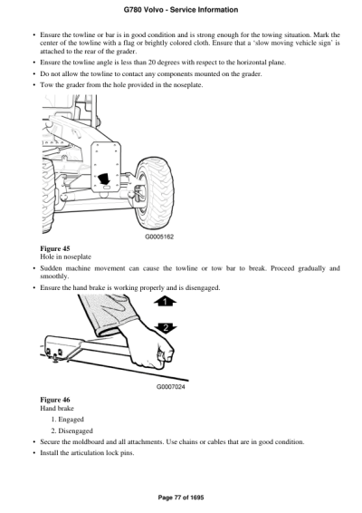 Volvo G780 Motor Grader Repair Service Manual