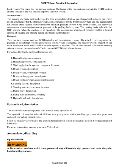 Volvo R60E Rigid Hauler Repair Service Manual