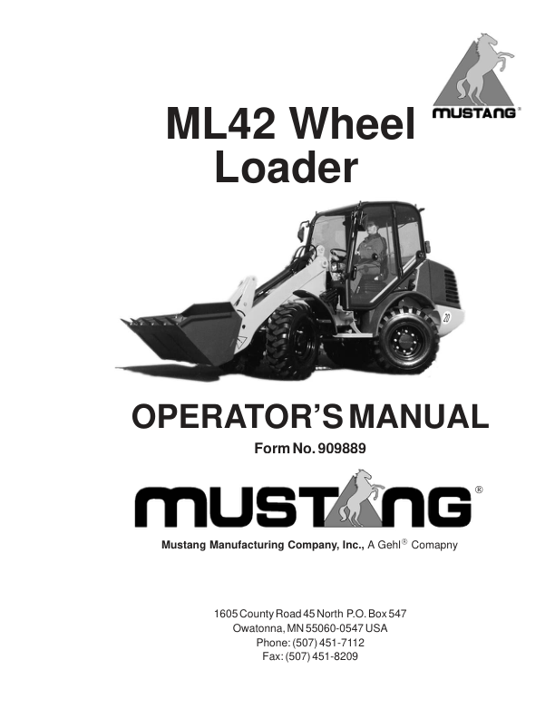 Mustang ML42 Wheel Loader Service Manual