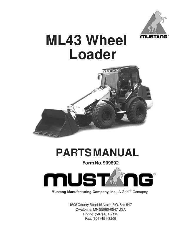 Mustang ML43 Wheel Loader Service Manual