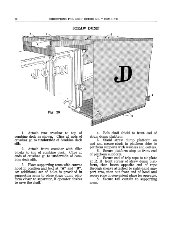 John Deere No. 7 Combines Setup & Adjustments Operator's Manual (DIR168A)
