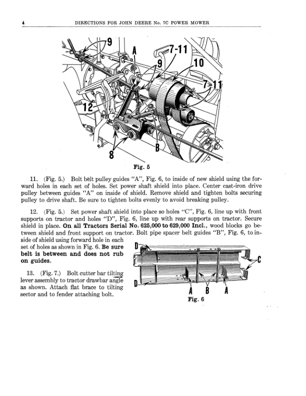 John Deere No. 7C Power Mower on 'L', 'LA' Model Tractors Operator's ...