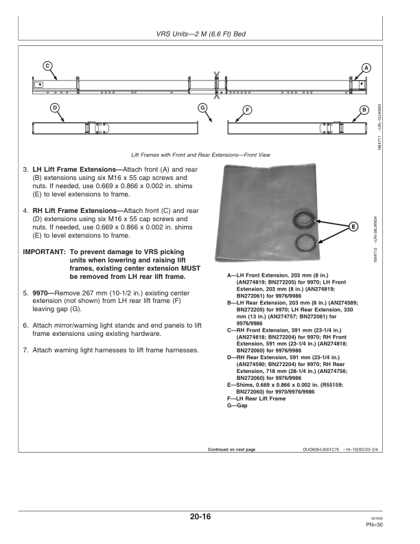 John Deere 9970, 9976, 9986 Cotton Pickers Guide for Vari-Row System ...