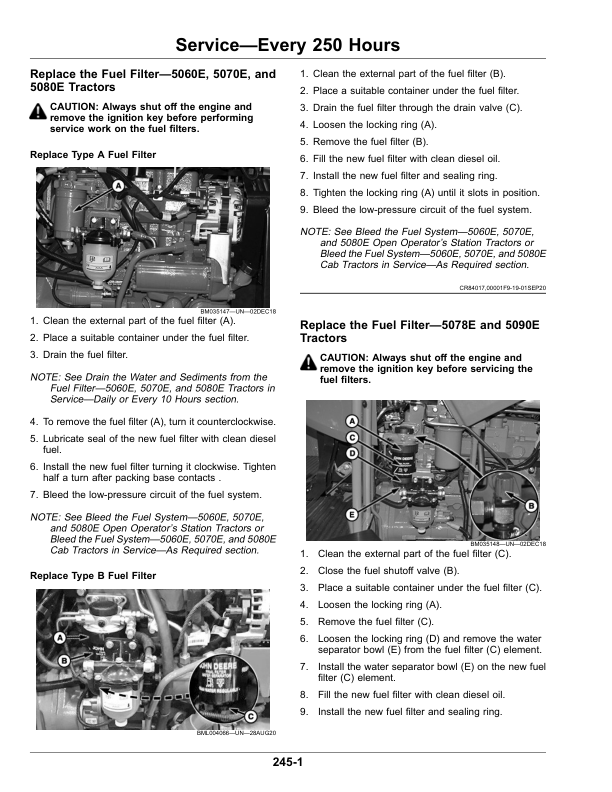 John Deere 5060E, 5070E, 5080E (000100-), 5078E (018723-), 5090E ...