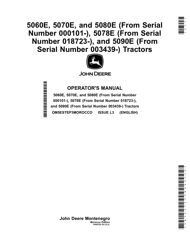 John Deere 5060E, 5070E, 5080E (000101-), 5078E (018723-), 5090E ...