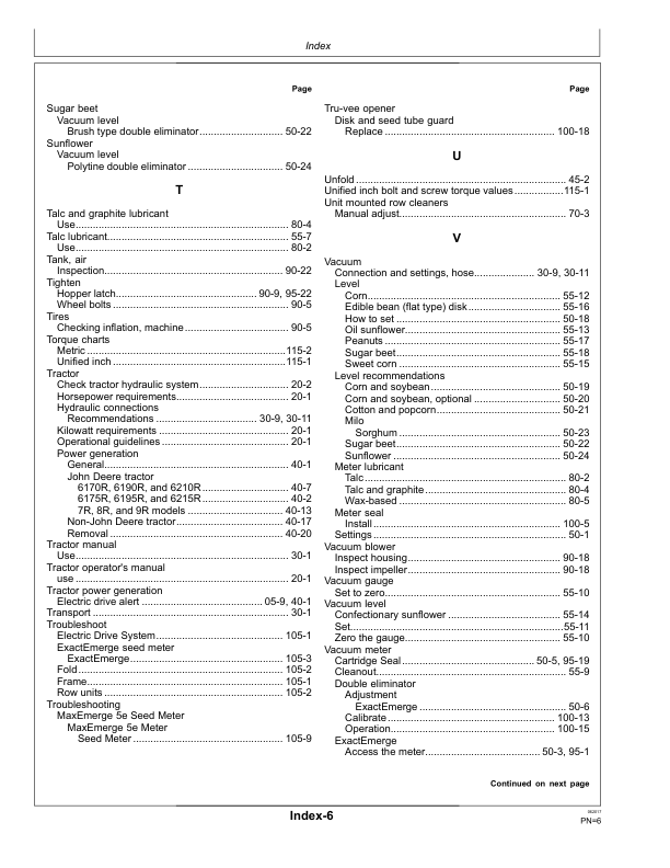 John Deere 1725NT ExactEmerge, MaxEmerge 5e Planters (770101-775100 ...