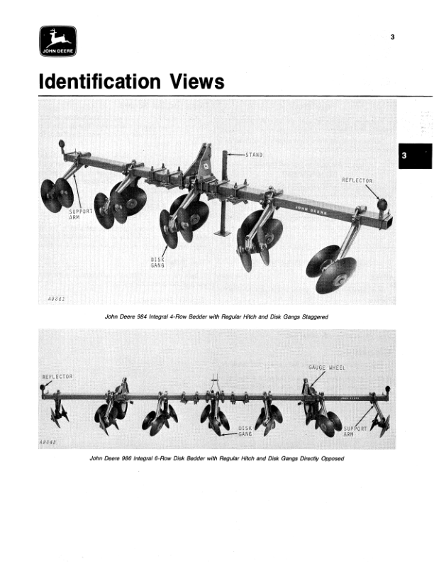 John Deere 984, 986, 988 Intergral Disk Bedder Operator's Manual (OMA38569)