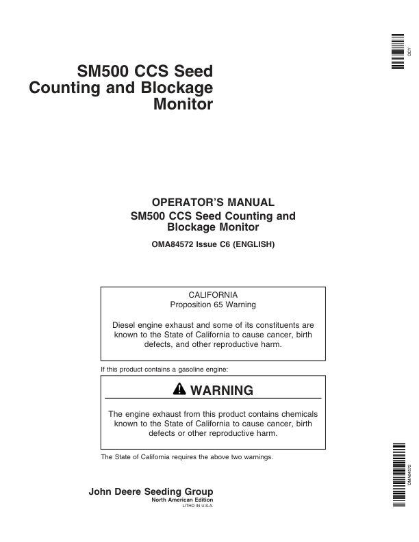John Deere CCS Seed Counting & Blockage Monitor - SM500 Monitor ...