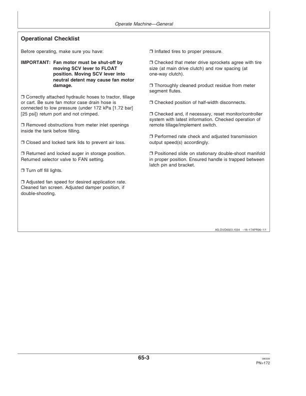 John Deere 1910 Commodity Air Cart Export Edition (730101-735100 ...