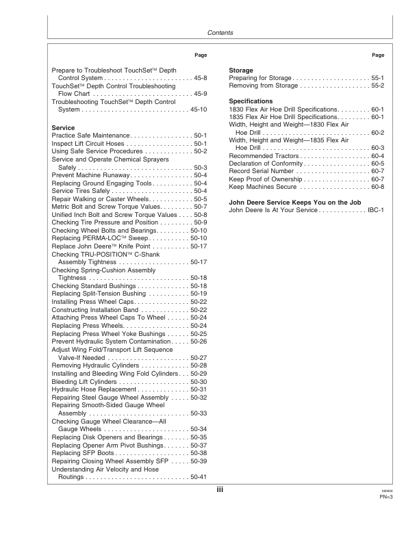 John Deere 1830 & 1835 Flex Air Hoe Drill North America (730101-735100 ...