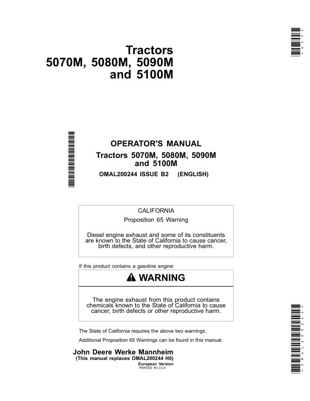 John Deere 5070M, 5080M, 5090M & 5100M Tractors Operator's Manual ...