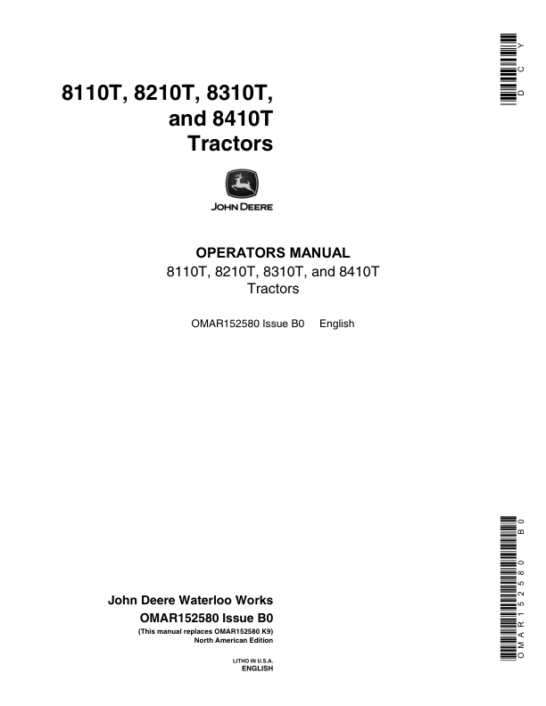 John Deere 8110T, 8210T, 8310T, 8410T Tractors Operator's Manual ...
