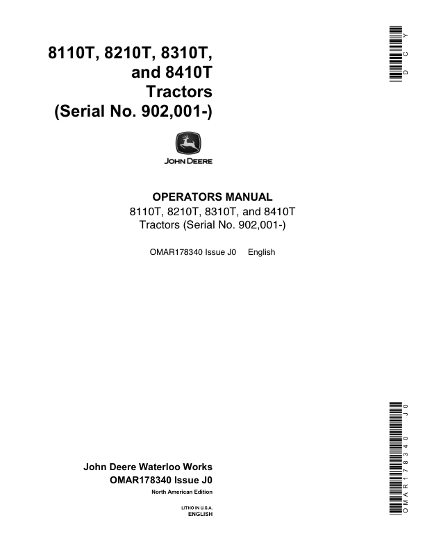 John Deere 8110T, 8210T, 8310T, 8410T Tractors Operator's Manual ...