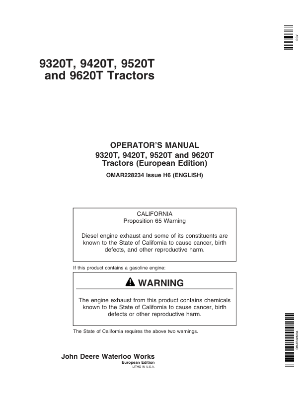 John Deere 9320T, 9420T, 9520T, 9620T Tractors Operator's Manual ...
