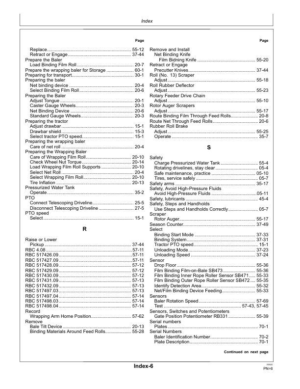 John Deere C441R Wrapping Baler (With Film Binding) Operator's Manual ...