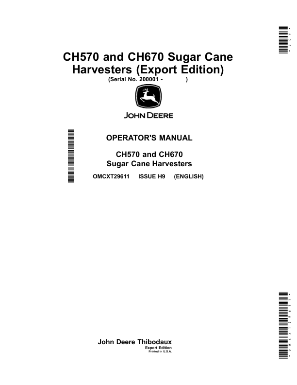 John Deere CH570, CH670 Sugar Cane Harvesters (Manufactured by ...