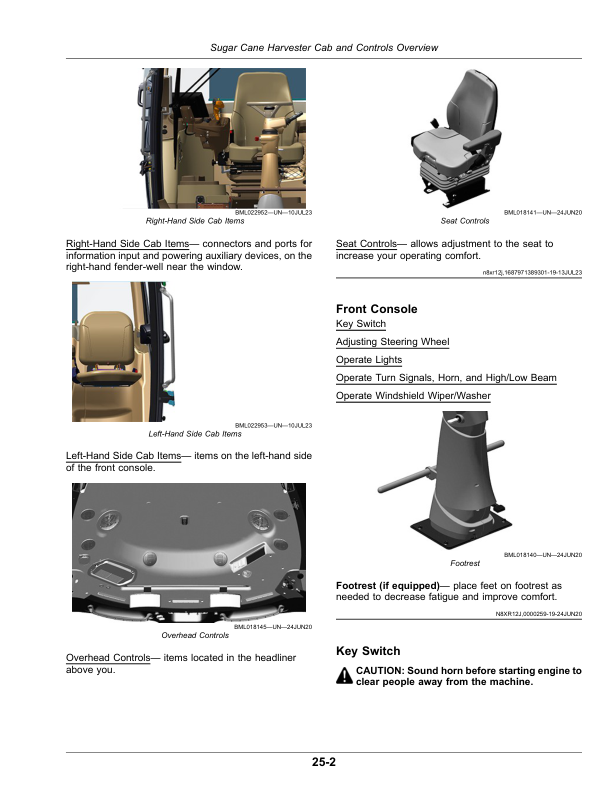 John Deere CH950, CH960 Sugar Cane Harvesters (250001 —) Operator's ...