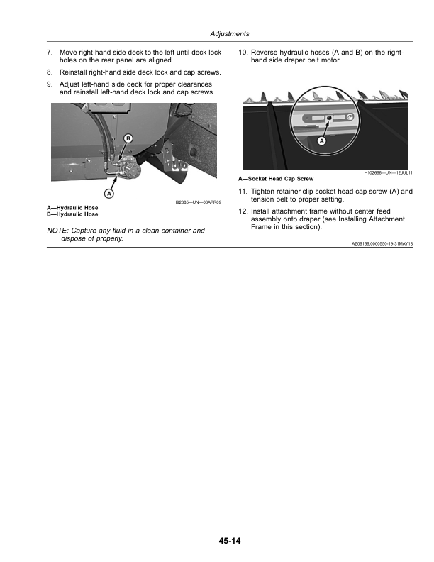 John Deere 725D, 730D, 735D, 740D Draper Platforms (820001-) (North ...