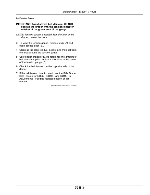 John Deere RDF 30, RDF 35, RDF 40, RDF 45 Flexible Drapers (835001 ...