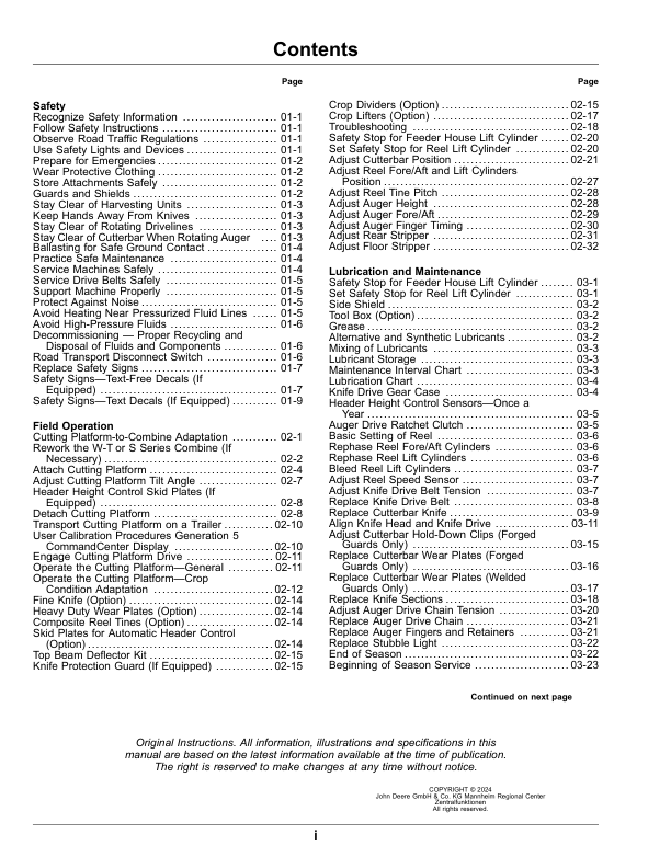John Deere RA 16, RA 18, RA 20, RA 22, RA 25, RA 30, RA 35 Cutting ...