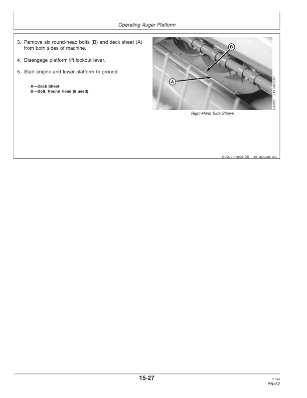 John Deere 896 Auger Platform North America (000001-359999) Operator's ...