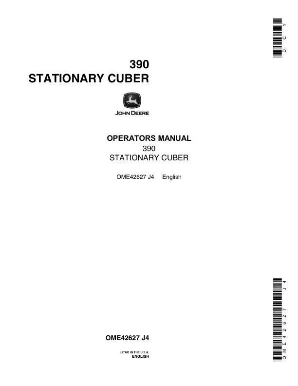 John Deere 390 Stationary Cuber Operator's Manual (OME42627)