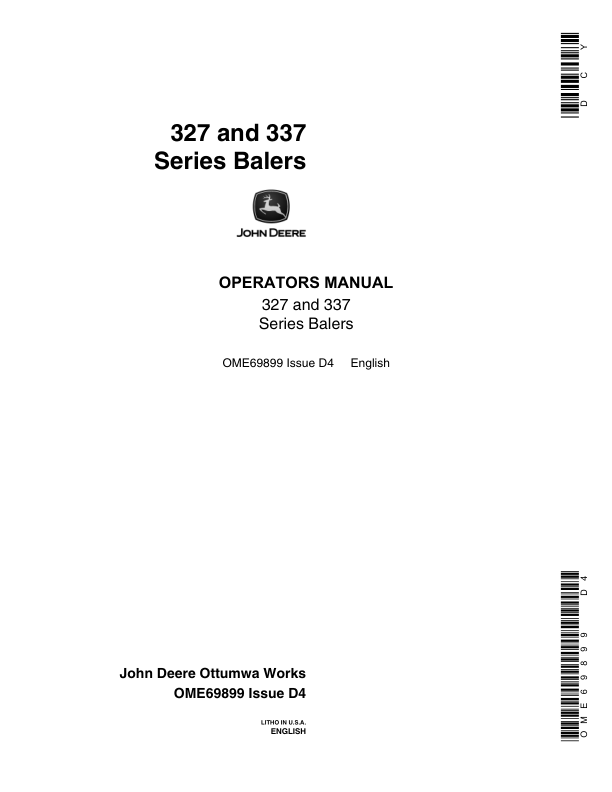 John Deere 327, 337 Series Baler Operator's Manual (OME69899)