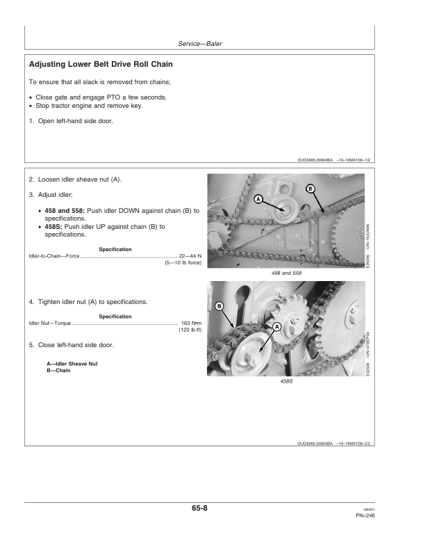 John Deere 458, 458 Silage Special & 558 Round Balers (Regular ...