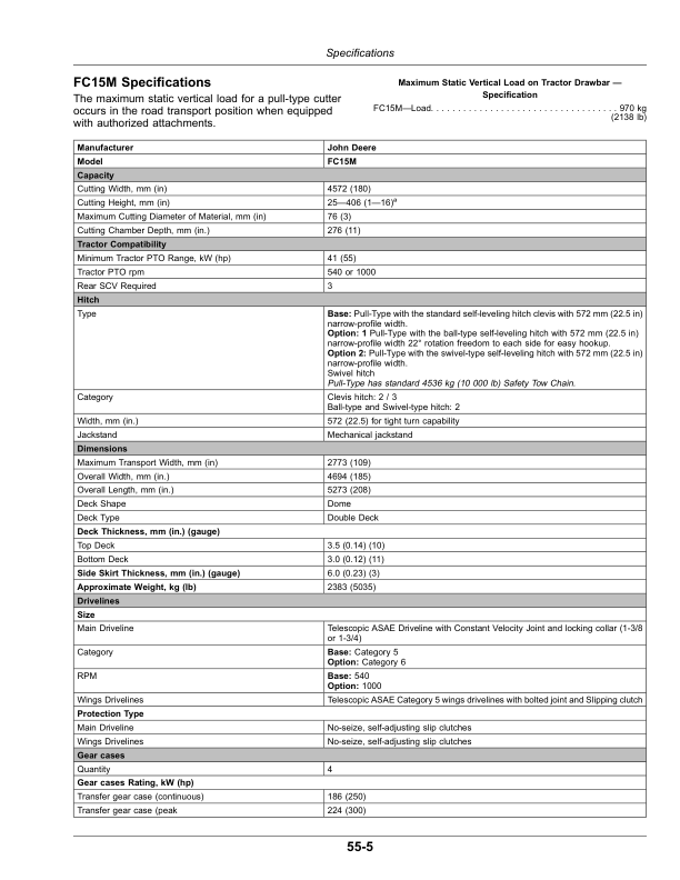 John Deere FC12E (000001-001799), FC15E (000001-000699), FC15M (000001 ...
