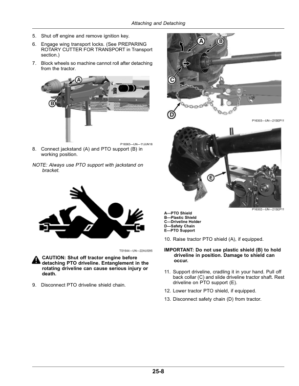 John Deere FC10R (000001-000259), FC12E (000001-001799),FC15E (000001 ...