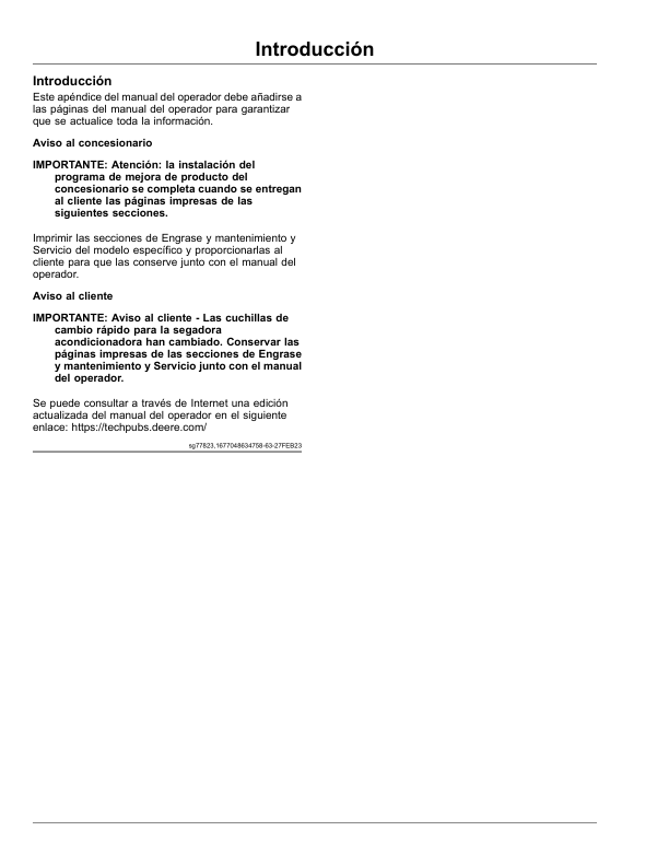 John Deere S250, S300, S350, C300/C350, C400, C450, C500, R400, 500R ...