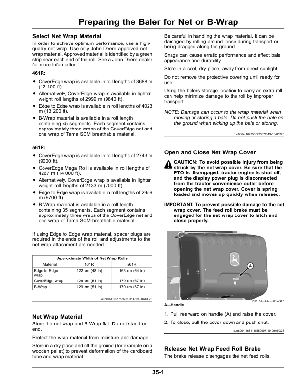 John Deere 461R, 561R Round Balers (500001-) (North American) Operator ...